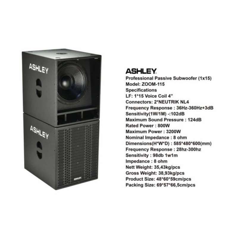 Promo Subwoofer Ashley Pasif Zoom 115 Original Sub Passive 15 Inch ...