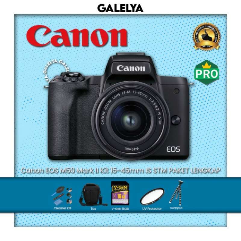 Promo Canon Eos M50 Mark Ii Kit 15-45mm Is Stm Paket Lengkap Diskon 23% Di Seller Ryoma Store ...
