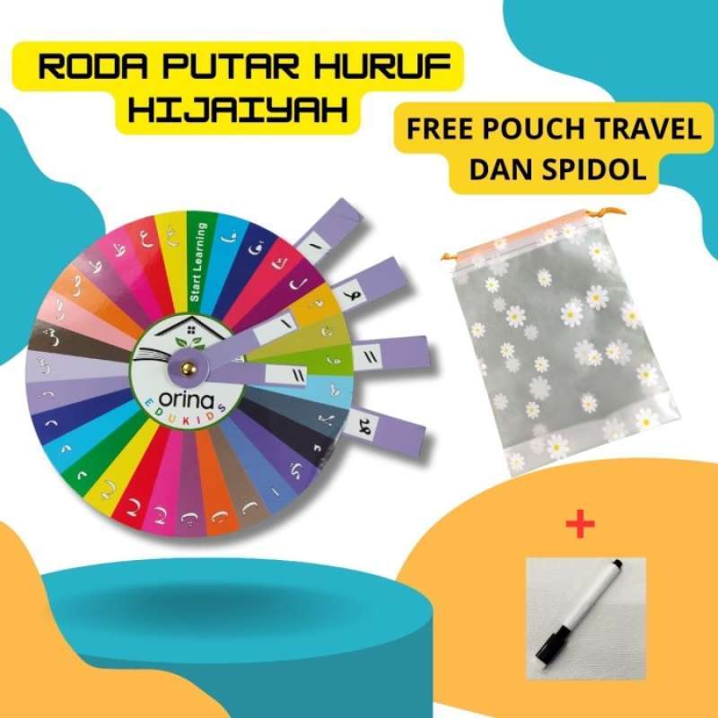 Promo Free Spidol/flash Card Mainan Roda Putar Pintar Berhitung Baca ...