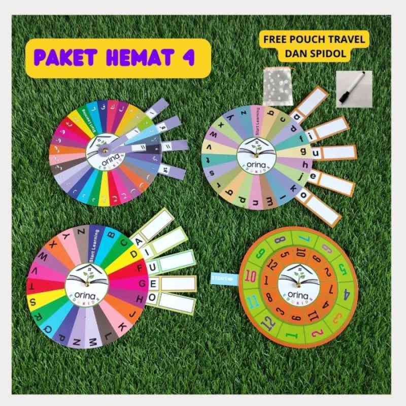 Promo Free Spidol/flash Card Mainan Roda Putar Pintar Berhitung Baca ...
