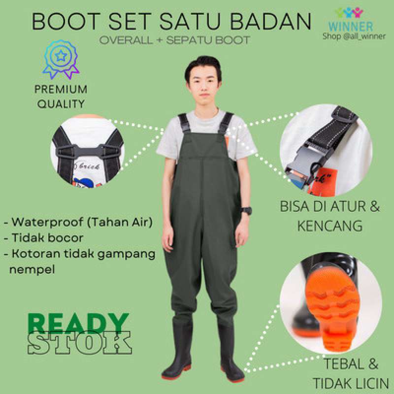 Jual Boot Set Satu Badan Bot Overall Full Body Sepatu Sawah Petani ...