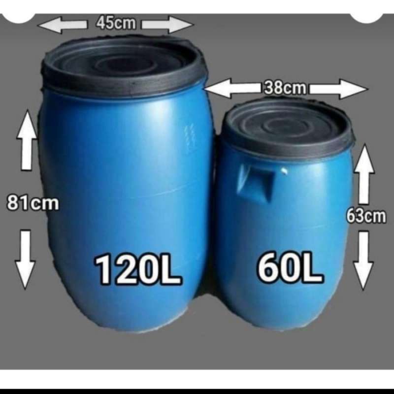 Jual Drum Plastik Biru / Tong Sampah 60 Liter / 120 Liter (bisa Pakai ...