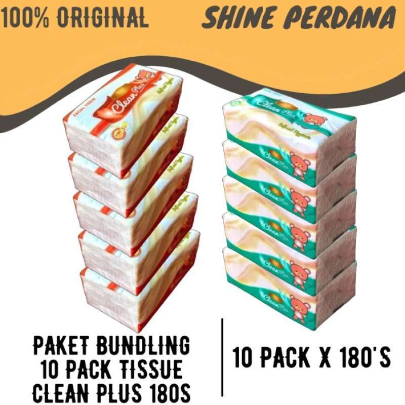 Promo Paket Hemat 10 Pack Tisu Tissue Softpack Clean Plus 180 Sheet ...