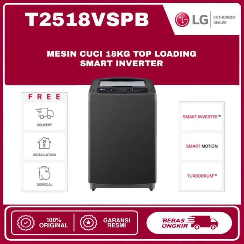 Promo Mesin Cuci Lg T2518vspb 1 Tabung Top Loading 18kg Smart Inverter 200w Diskon 23% Di Seller ...
