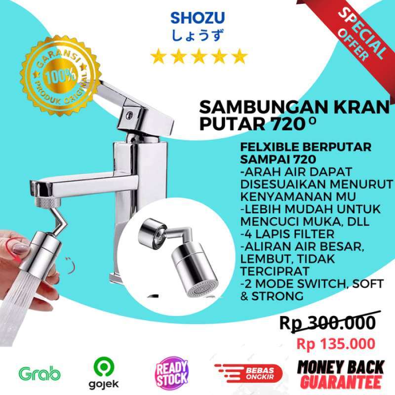 Promo Sambungan Kepala Keran Kran Flexible Wastafel Berputar 720 Derajat Diskon 23% Di Seller ...