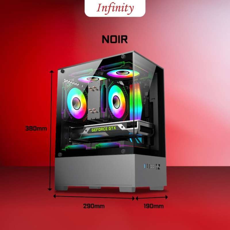 Jual Casing Komputer Infinity Noir M-atx Free 3fan Rgb Tempered Glass ...