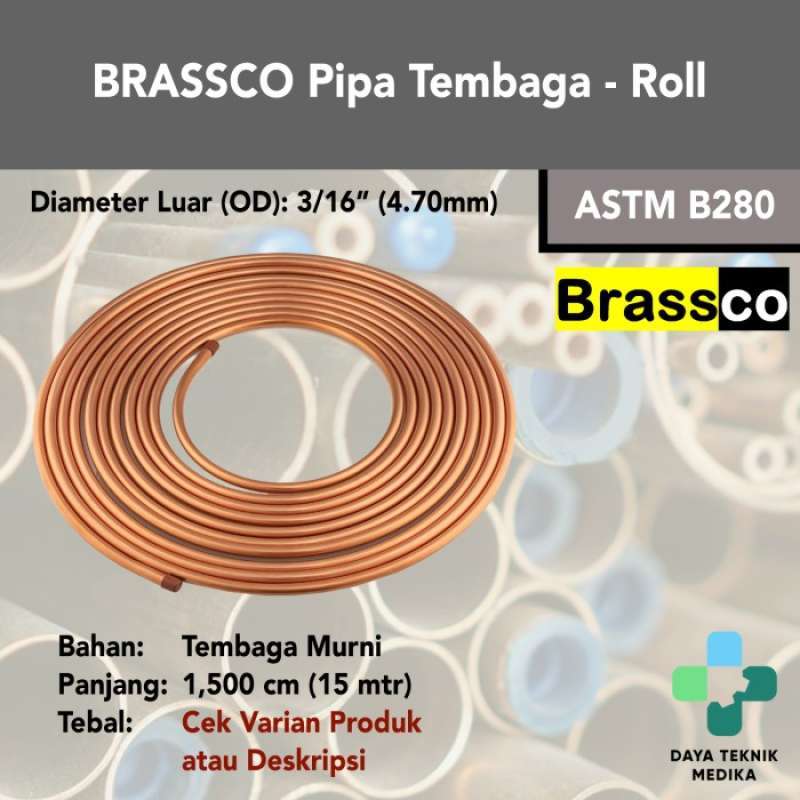 Promo Brassco Pipa Tembaga 3/16 4.70mm - Astm B280 - Roll Diskon 23% Di Seller Specta Store ...