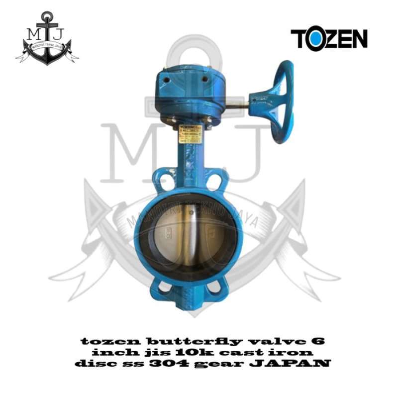 Promo Tozen Butterfly Valve 6 Inch Jis 10k Cast Iron Disc Ss 304 Gear ...