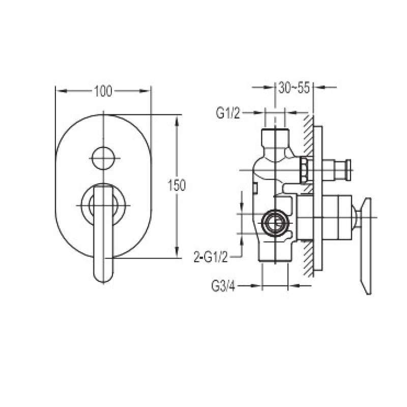 Promo Fcp 1623 Keran Shower Tanam Kran Panas Dingin 2 Output Diskon 23% ...