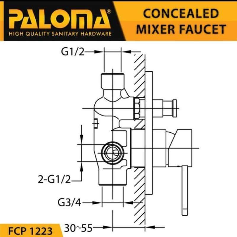 Promo Keran Mixer 4 Lubang Tanam Dinding Tembok Kran Air Fcp 1223 ...