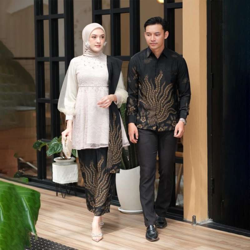 Jual Nyk Couple Baju Kebaya Brukat Batik Pesta Kondangan Terbaru Vanya - L Mauve Di Seller ...