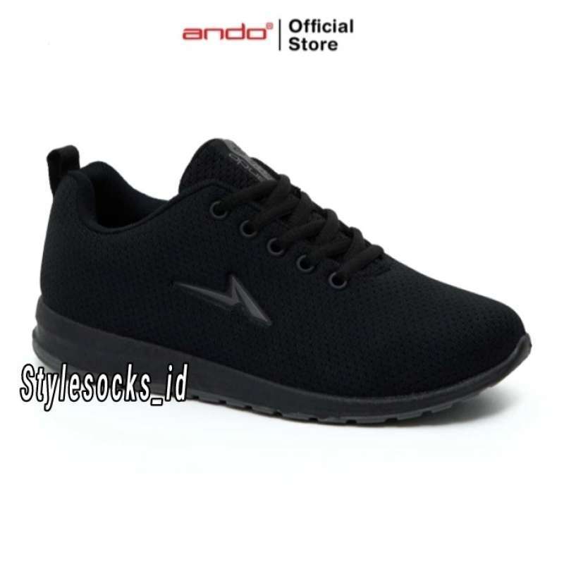 Jual Sepatu Sekolah Ando Full Black / Sepatu Ando Murah Original 100% ...