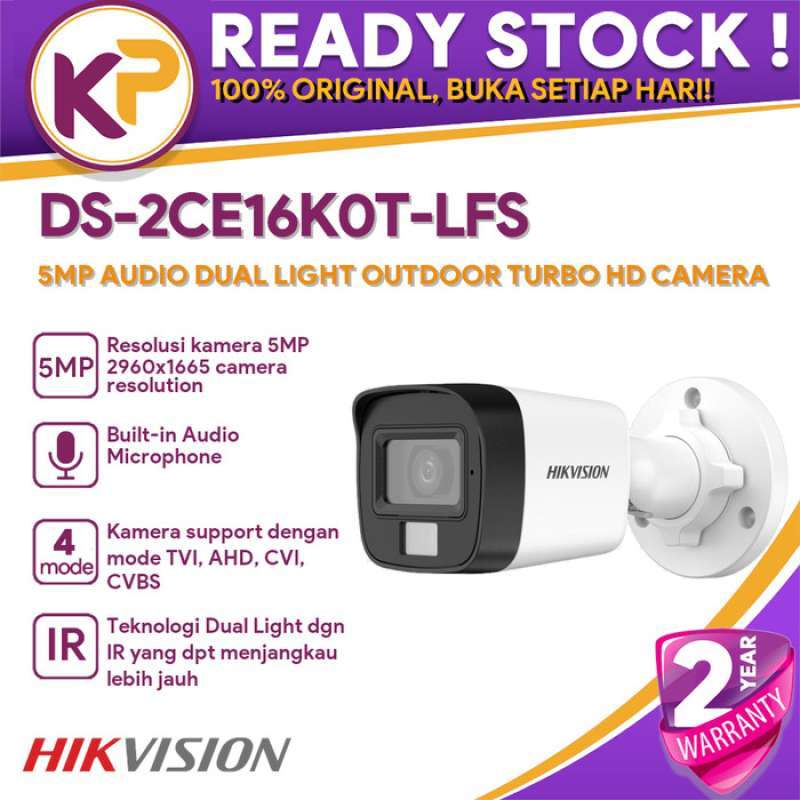 Promo Ds-2ce16k0t-lfs Hikvision 5mp Audio Dual Light Outdoor Turbo Hd Camera Diskon 23% Di ...