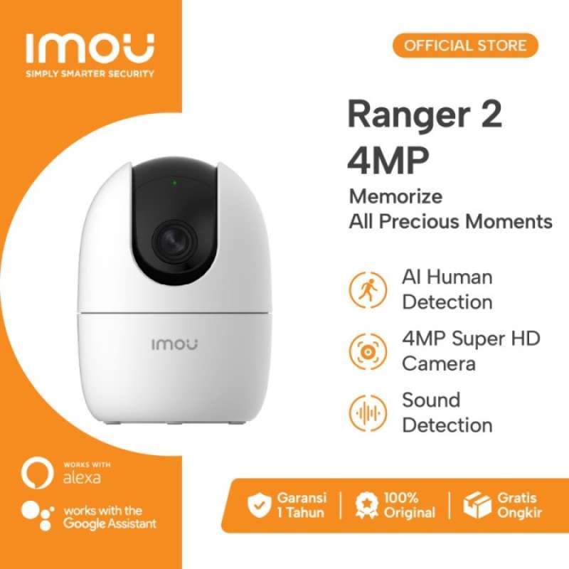 Promo Imou Ranger 2 Ip Camera 4mp Qhd Cctv Wifi Indoor Smart Tracking H ...
