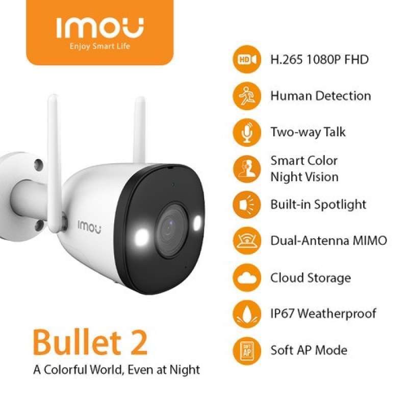 Promo Imou Bullet 2 Smart Ipcamera Full Colour Night Vision Outdoor ...