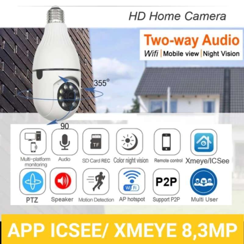 Promo Cctv Wifi Camera Buld Xmeye Icsee 360 Derajat Bohlam Wireless 8,3mp Diskon 23% Di Seller ...
