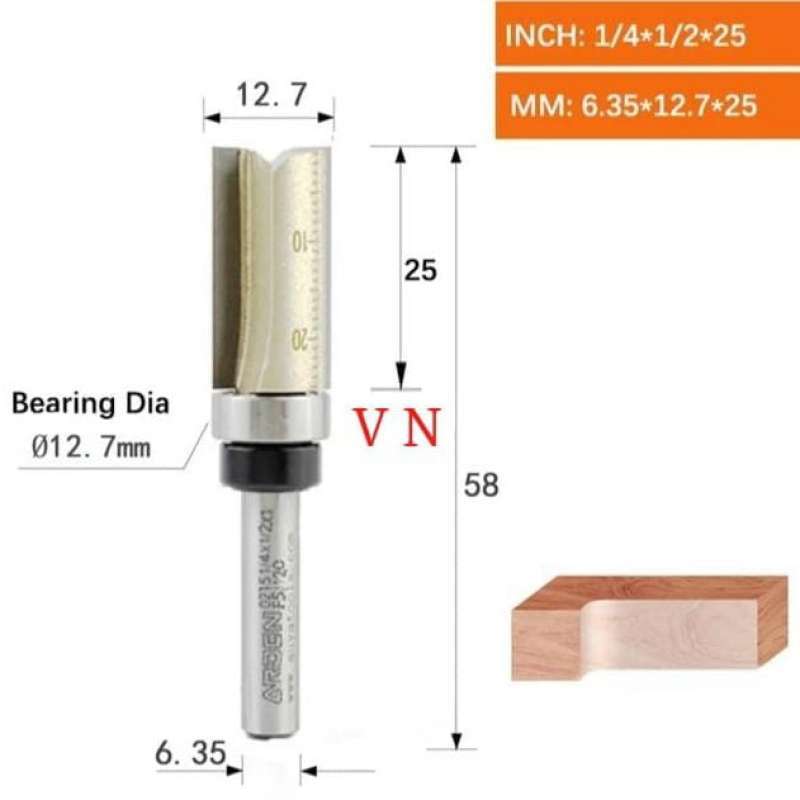 Promo Mata Router/fil 12mm Roda/bearing Atas/flush Trimmer Bits Arden ...