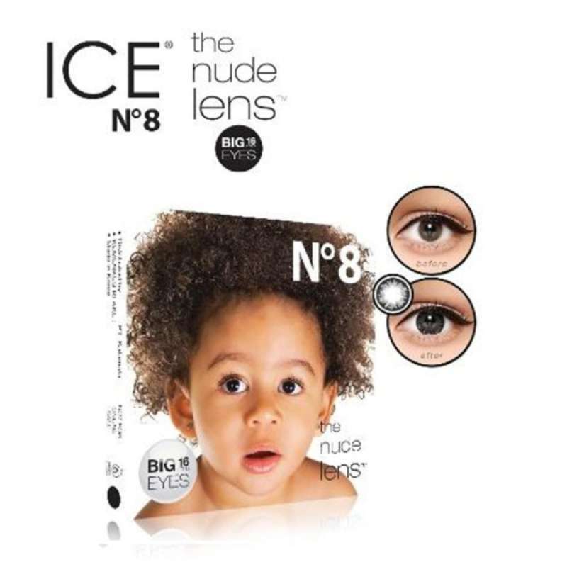 Jual Softlens Minus X2 Ice N8 Black Big Eyes 16mm Gratis Tempat Soflen ...