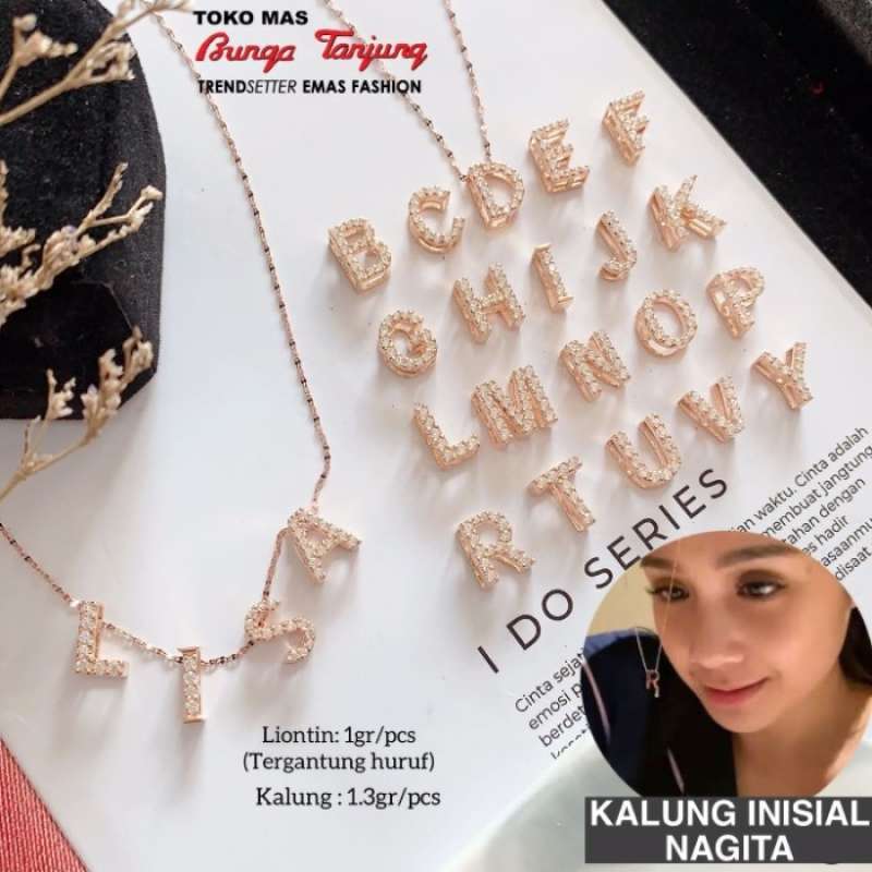 Jual Liontin Inisial Nagita - Alfabet - Emas 17k - Bunga Tanjung - D. 1 ...