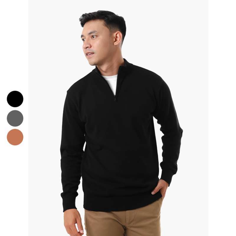 Promo Gomuda Sweater Rajut Pria Mockneck Zip Diskon 25% Di Seller ...