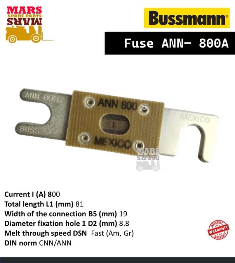 Promo Fuse 800a Ann Fuse Forklift - Brand Bussmann Diskon 23% Di Seller ...