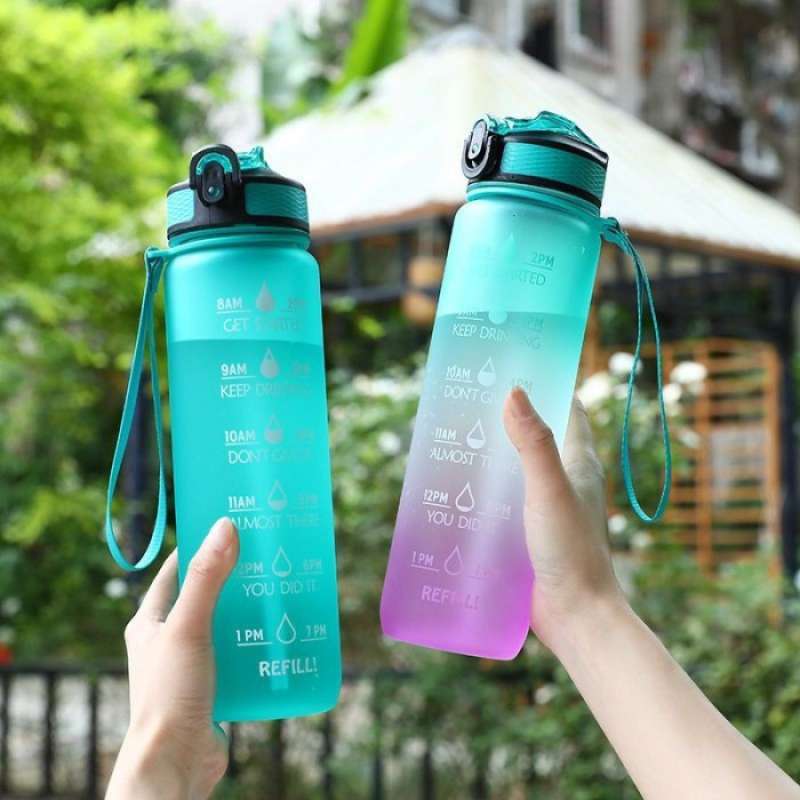 Promo Botol Minum 1 Liter Botol Viral Rainbow 1000ml Botol Flip Flop ...