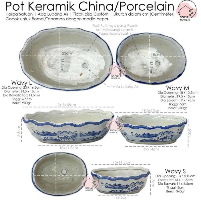 Jual Pot Tanaman Bonsai Ceper Keramik China Putih, Porcelain, Porselain ...
