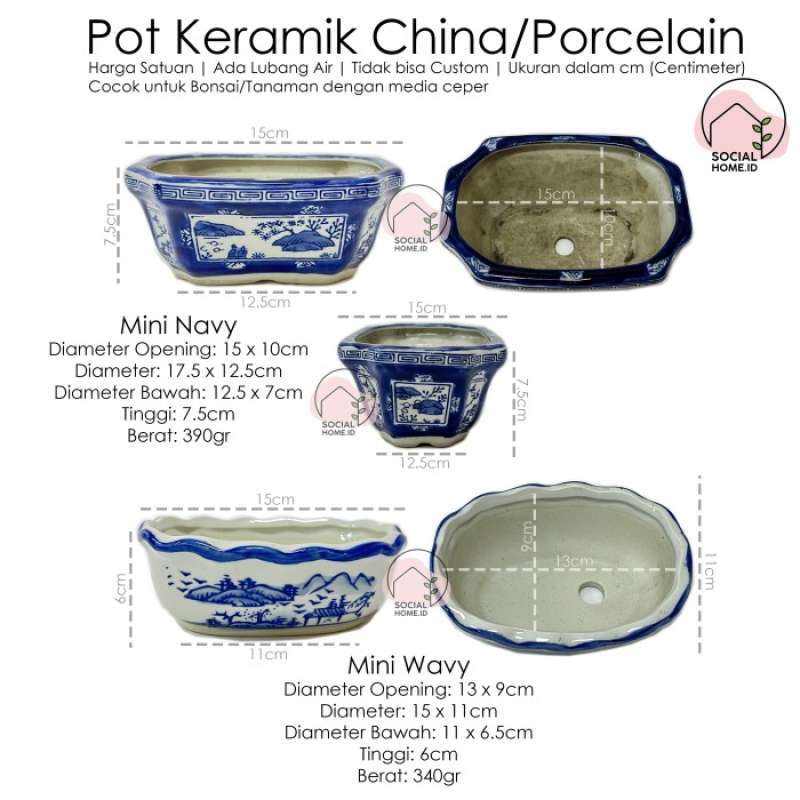 Jual Pot Tanaman Bonsai Ceper Keramik China Putih, Porcelain, Porselain ...