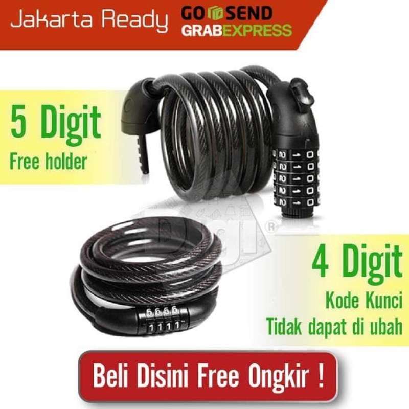 Promo Gembok Kunci Pengaman Sepeda Motor Helm Kable Kode Angka 4 Bit 5 Digit Diskon 23% Di ...