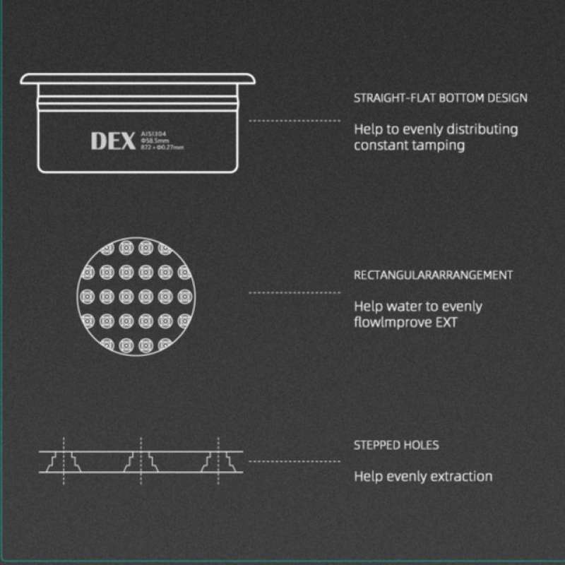Promo New 58.5mm Dex Espresso Filter Basket 20gr/ Portafilter Basket ...
