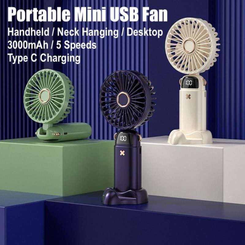 Promo Kipas Angin Lipat Portable Mini Usb Fan 5 Speed Neck Hang ...