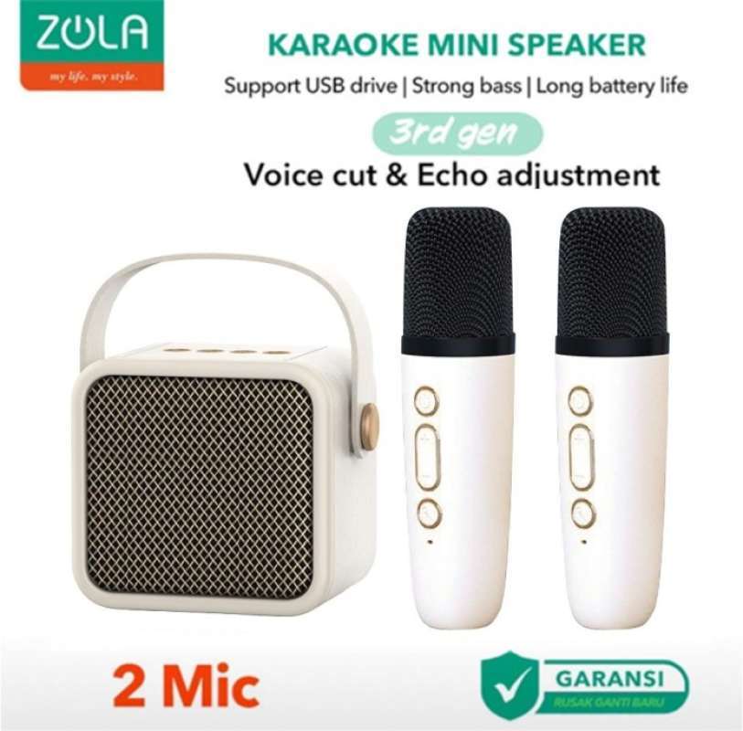 Jual Zola Speaker Microphone Bluetooth Karaoke Set Mini Full Bass Portable - Merah Muda Di ...