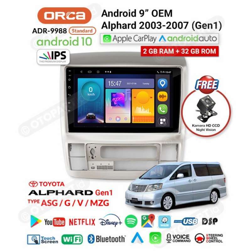 Promo Head Unit Android Auto Carplay 9â€³ Inch Alphard Gen 1 2003-2007 ...
