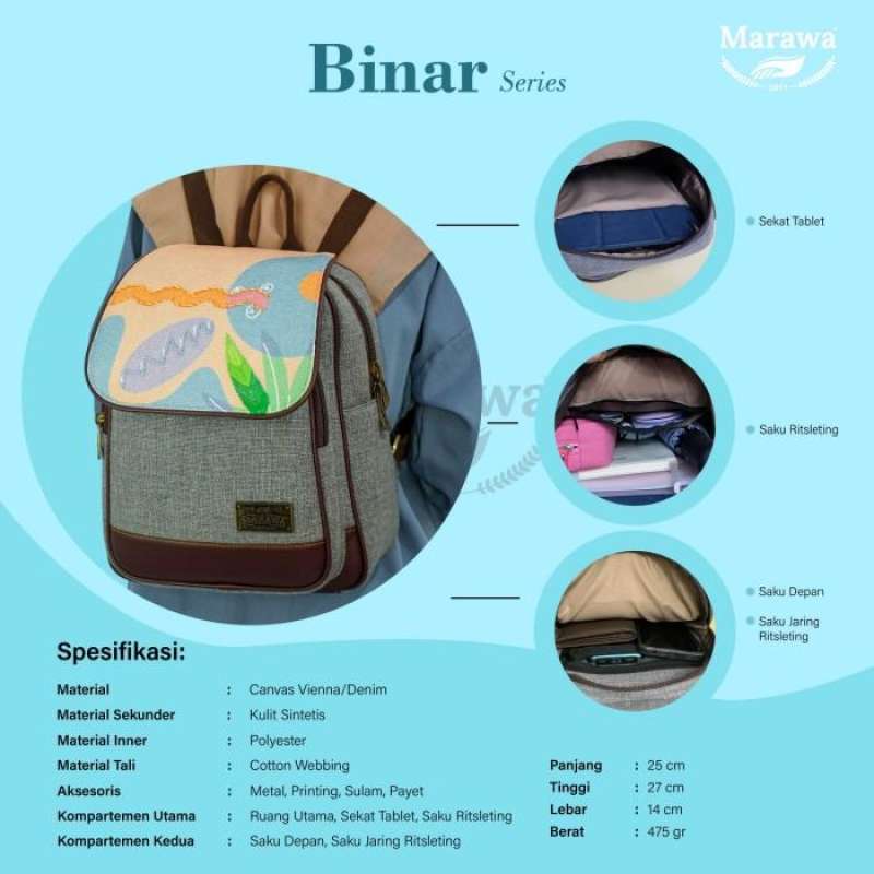 Jual Tas Backpack Mini Wanita Tablet 11 Inch Etnik By Marawa Binar ...