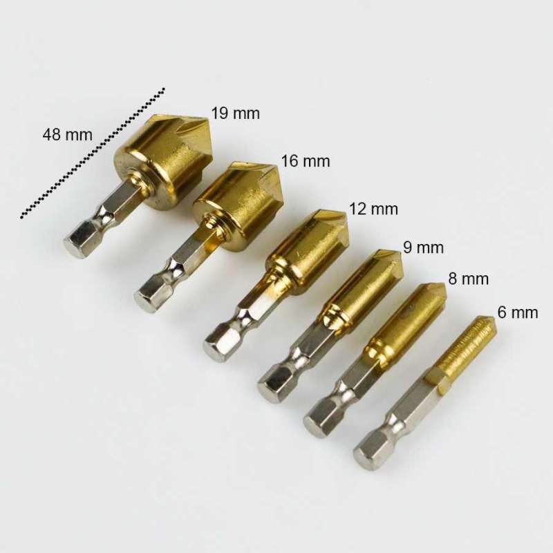 Jual Mata Bor Drill Bit Countersink Hss 6-19mm 6 Pcs Bt3 Bor Besi Baja ...