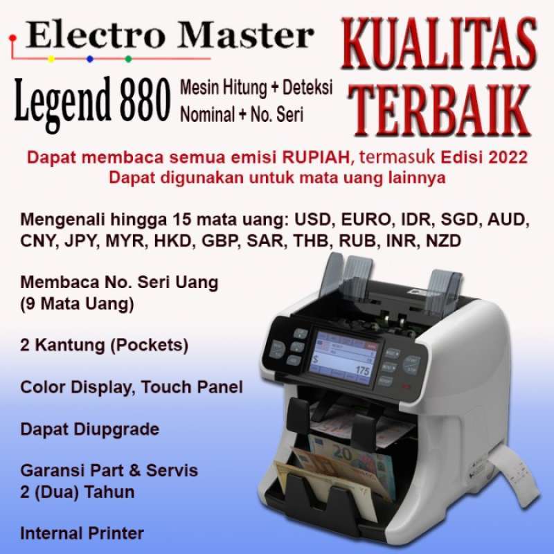Jual Mesin Hitung & Deteksi Uang Kertas Electro Master Legend 880 2 ...