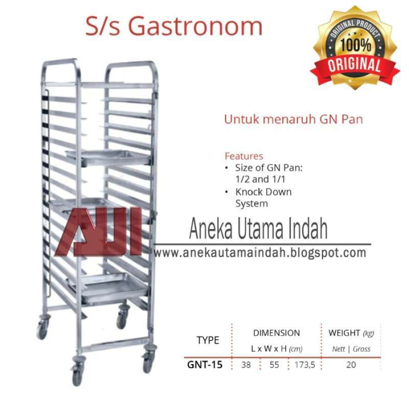 Promo Gnt-15 Stainless Steel Gastronom Pan Trolley/troli Food Pan ...