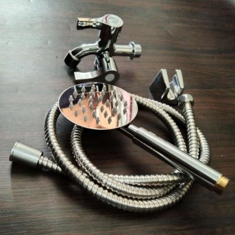 Promo Hand Shower Stainless Set Kran Cabang Paket Komplit Diskon 23% Di ...