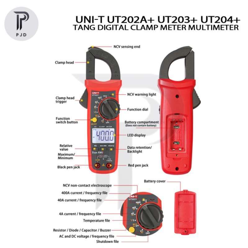 Promo Uni-t Ut202a+ Ut203+ Ut204+ Digital Clamp Meter Multimeter Tang ...
