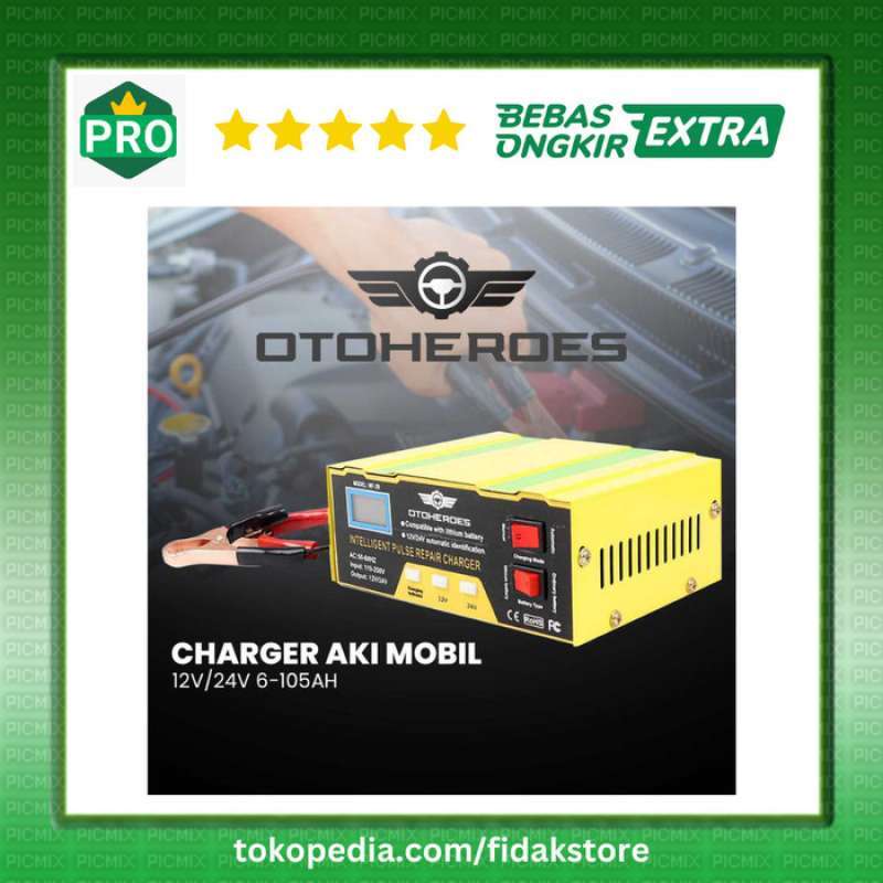 Promo Charger Cas Aki Mobil Motor Baterai Otomatis 12v/24v 4-105ah Lcd Mf-2b Diskon 23% Di ...
