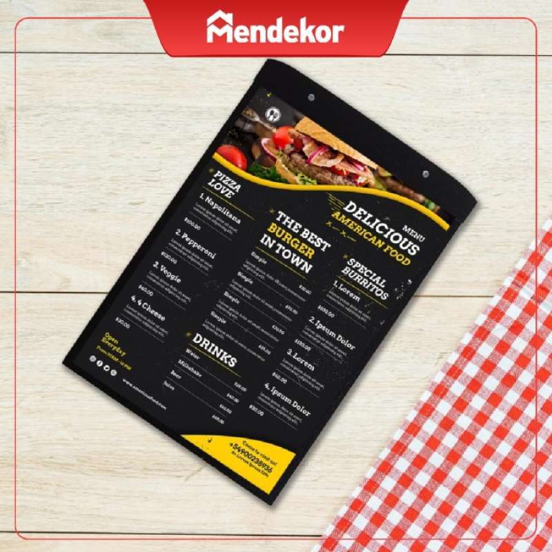 Jual Dala |menu Board Kayu Papan Custom Logo Buku Hitam Restoran Kertas ...