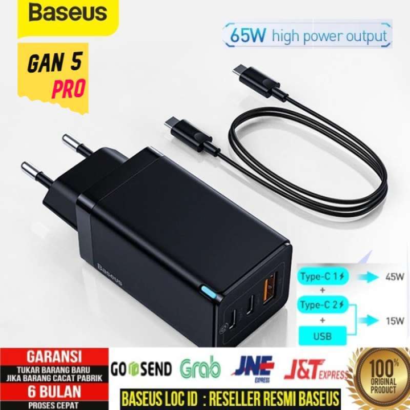 Promo Kepala Charger Baseus 65w Gan Fast Charger 4.0 3.0 Afc Scp Type C ...