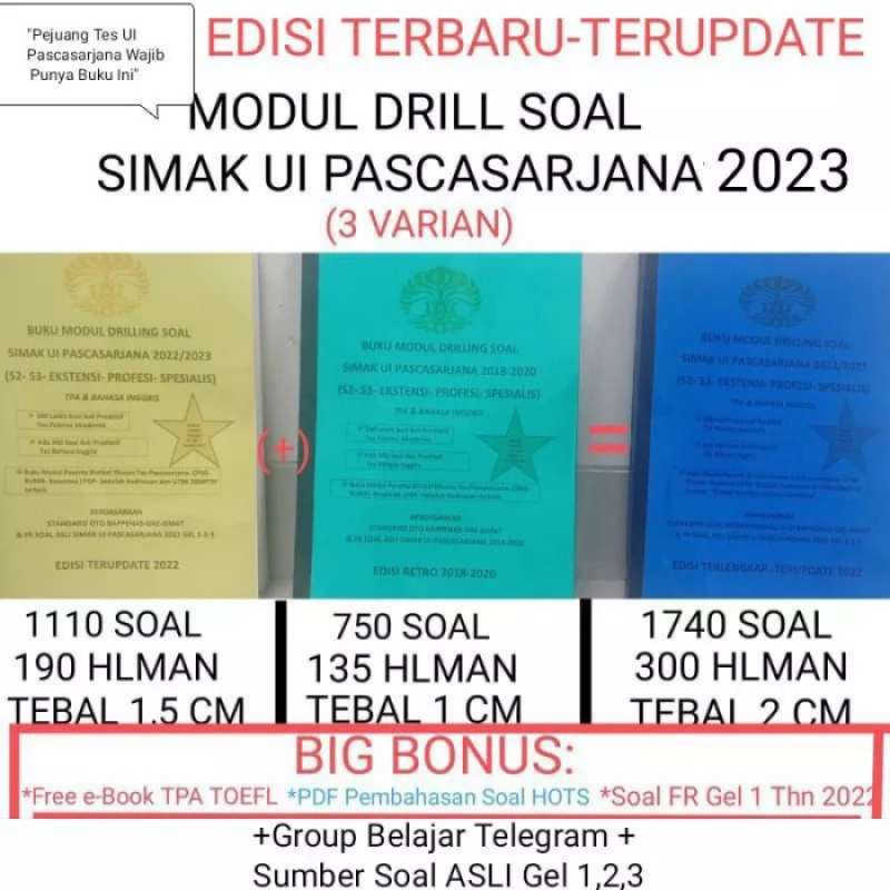Jual Buku Kompilasi Soal Simakui Pascasarjana (s2-s3-profesi-spesialis)2021 - Biru Muda Di ...