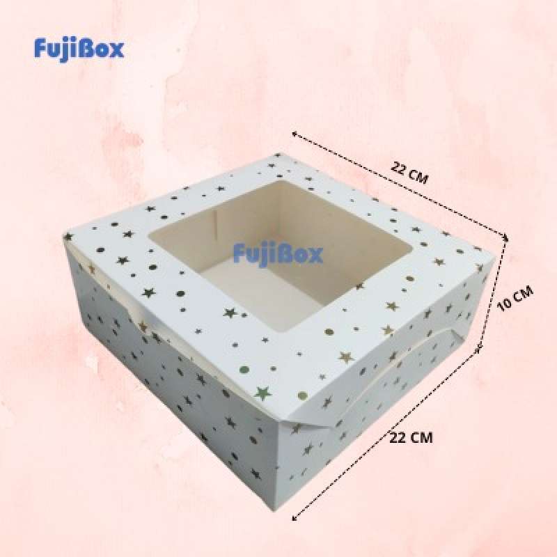 Jual Fuji Box Dus Kotak Kue Polkadot Bintang Fuji Box Dus, 22 Cm X 22 ...