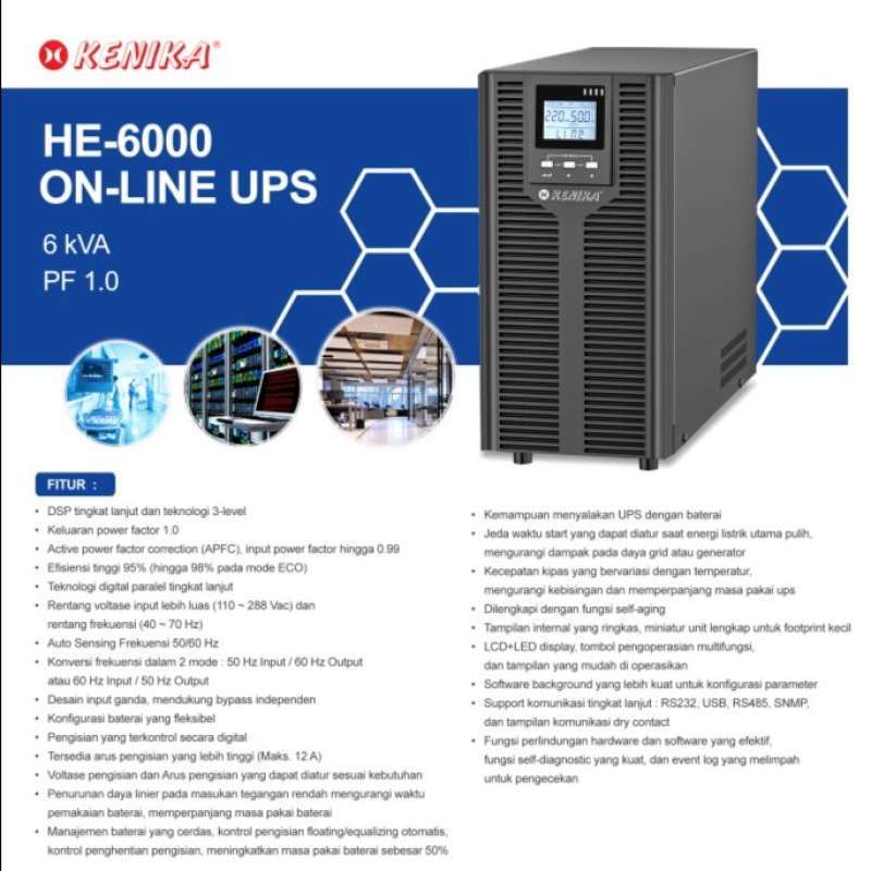 Promo Ups Online Kenika He-6000 6kva/6000va True Online - Pure Sine ...