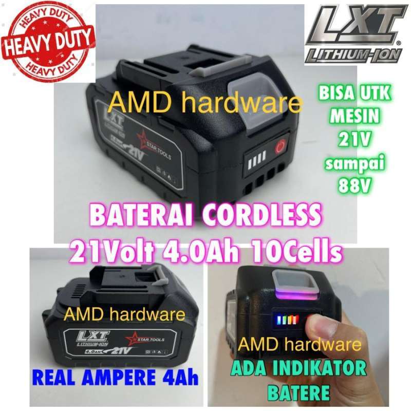 Jual Baterai Cordless 21v 8ah 6ah 4ah Bor Impact Wrench Gerinda 21 Volt Lxt - 21v 8ah 20cell Di ...