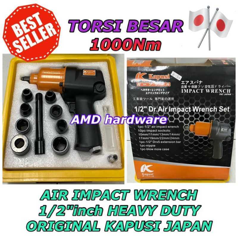 Jual Kapusi Heavy Duty Twin Hammer Air Impact Wrench Set 1/2 12pcs 1000nm Di Seller Amd-hardware ...
