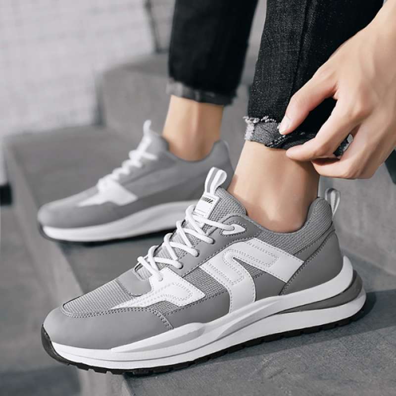 Jual Techdoo Sepatu Sneakers Pria Sepatu Cowok Trendy Jalan Santai Ksr713 - 43 Putih Abu Di ...