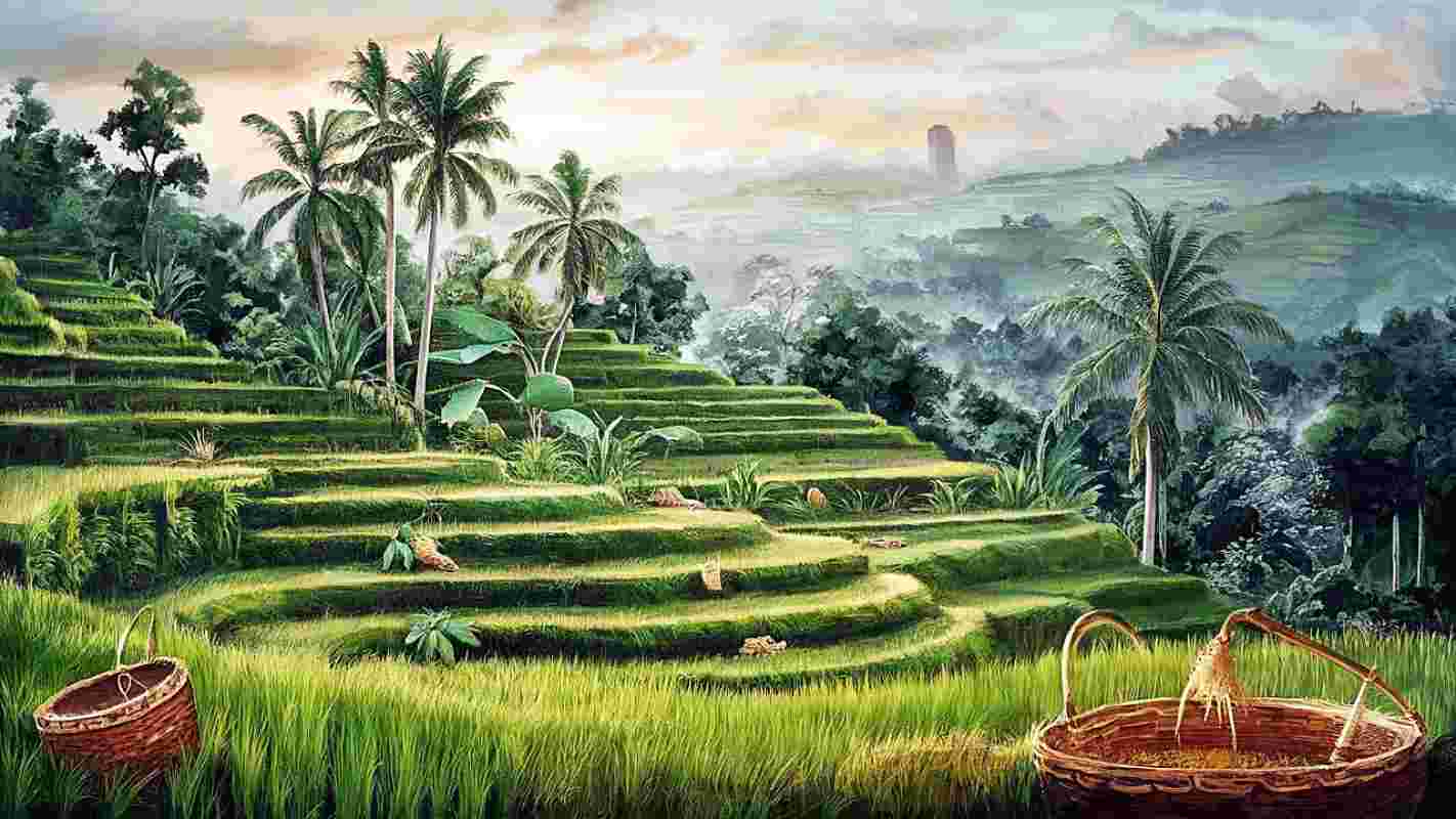 Promo Lukisan Pemandangan Sawah Dan Terasering Yang Sangat Memukau Dan ...