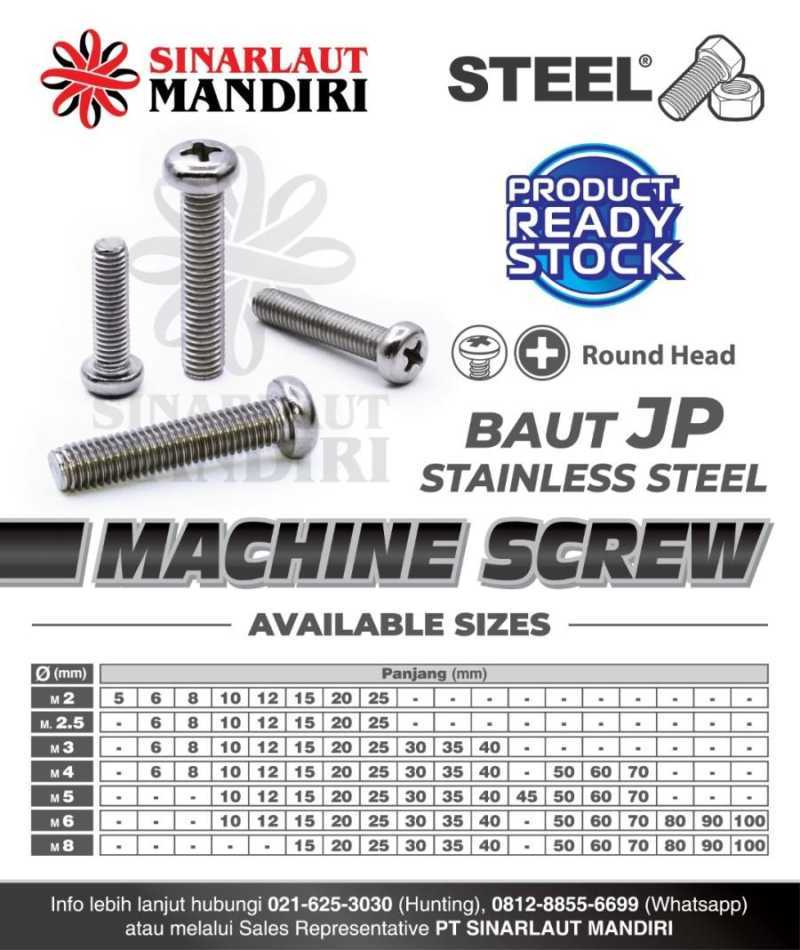 Jual Baut Jp Stainless Steel / Machine Screw Ss M 5 X 15 Di Seller ...